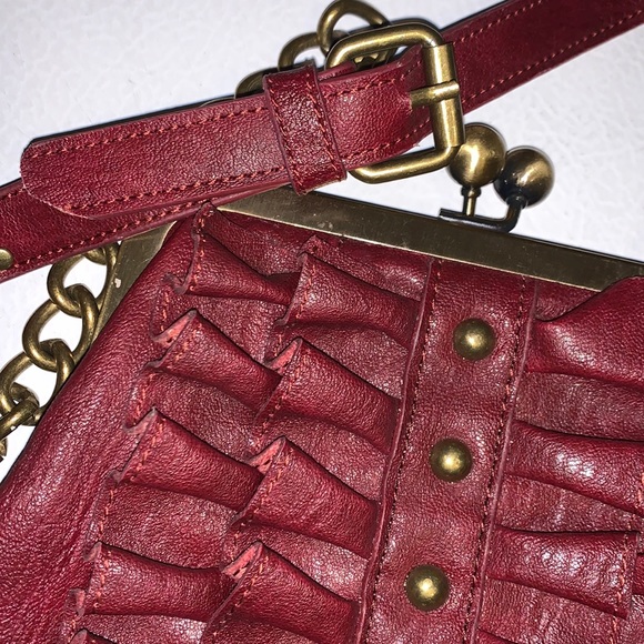 Jessica Simpson | Bags | Jessica Simpson Small Maroon Ruffled Vegan ...
